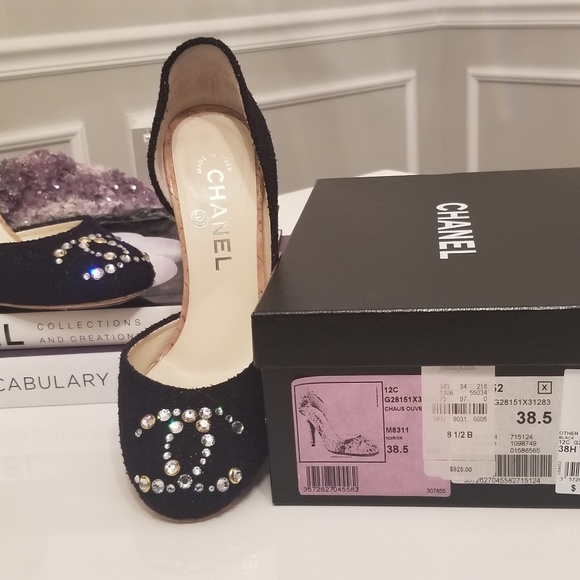 CHANEL | Shoes | Authentic Chanel Stilletto Pumps With Rhinestones ...